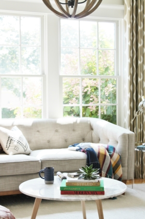 Cheerful Fall Den + New Built In Doors - City Farmhouse by Jennifer O'Brien