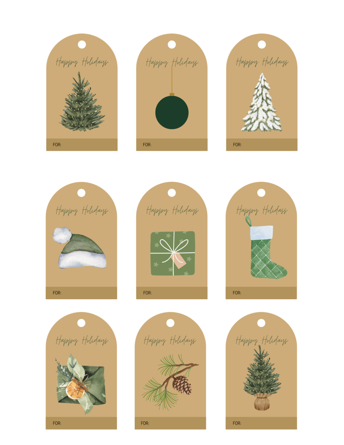 Free Printable Holiday Gift Tags